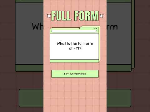 What is the full form of FYI #FYI #fullform