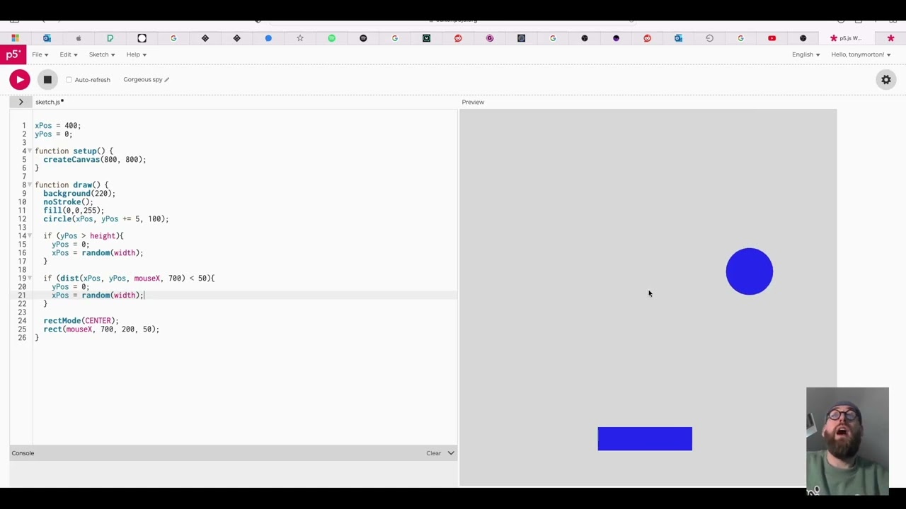 p5.js Tutorial - Creating a simple catching game in JavaScript with mouse interaction