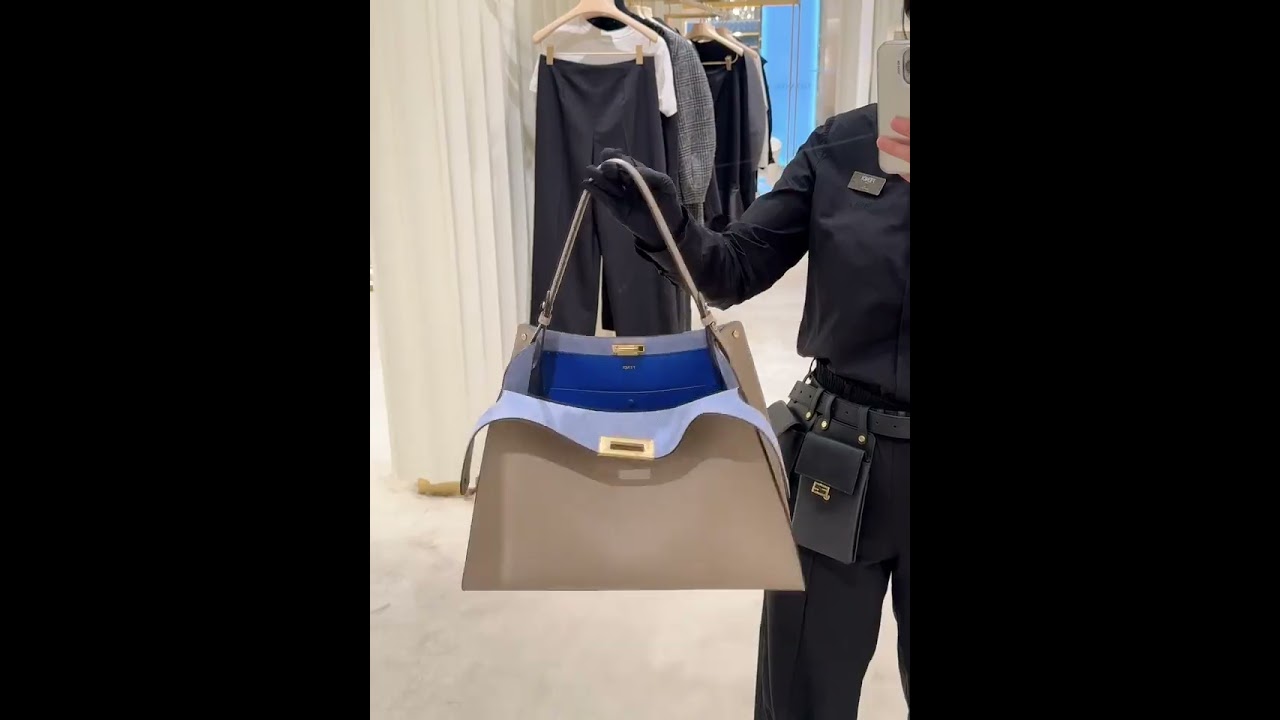 FENDI Way Medium Dove Gray Leather and Neon Blue Suede Bag8BN368AWPFF1V0H