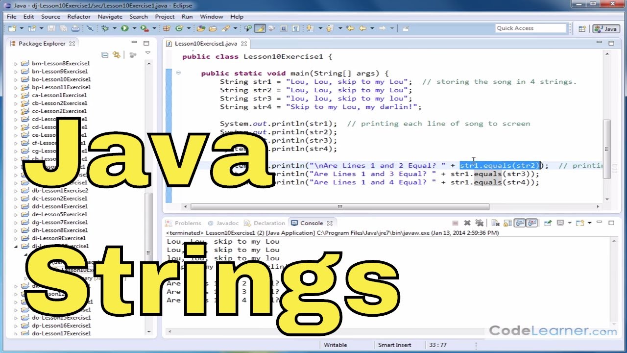 Learn Java - Exercise 10x - String Equality Test in Java