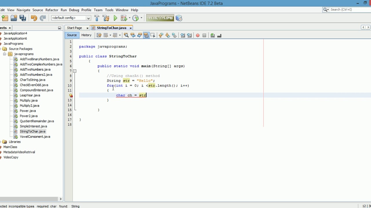 Java Program To Convert String To Char