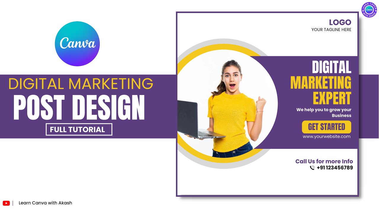 Digital Marketing Post Design in Canva | Social Media Post Design Canva | Canva Tutorial 2023