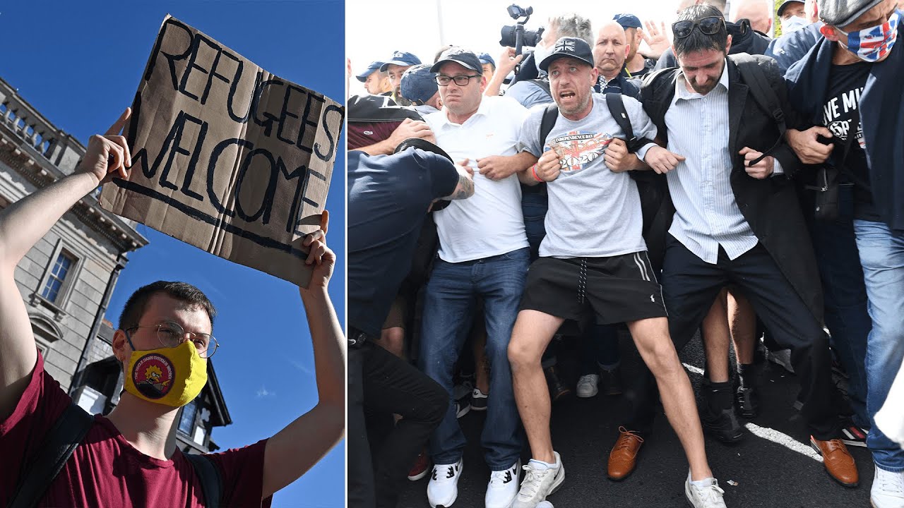 Watch: Pro-refugee and anti-immigration groups protest in Dover