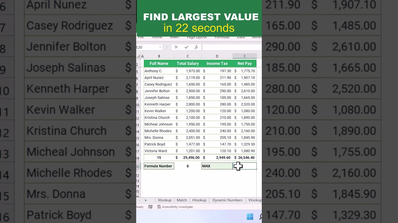 MAX: How To Find The Largest Values in Excel
