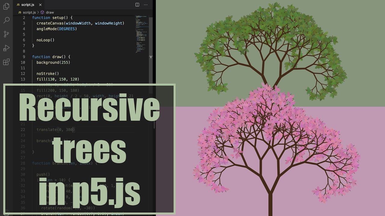 Recursive trees in p5.js | Coding Project #13