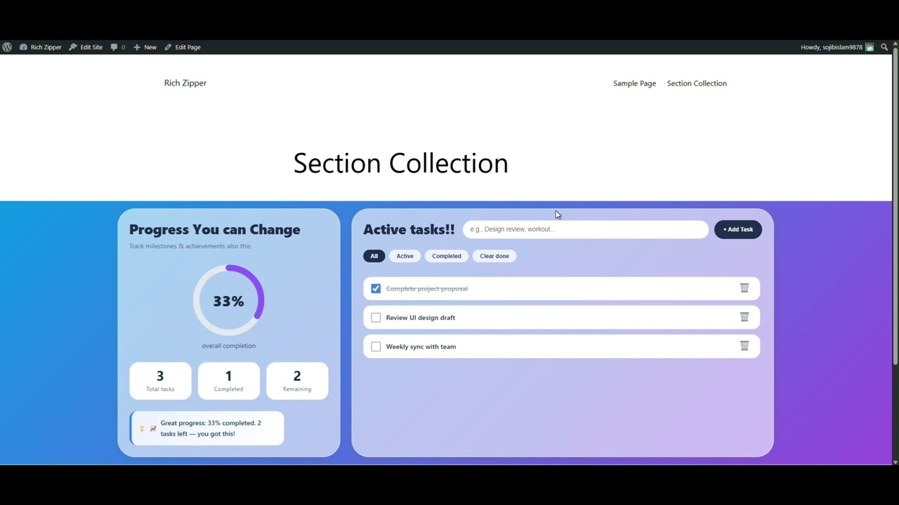 Section Collection Plugin For WordPress - Progress Section