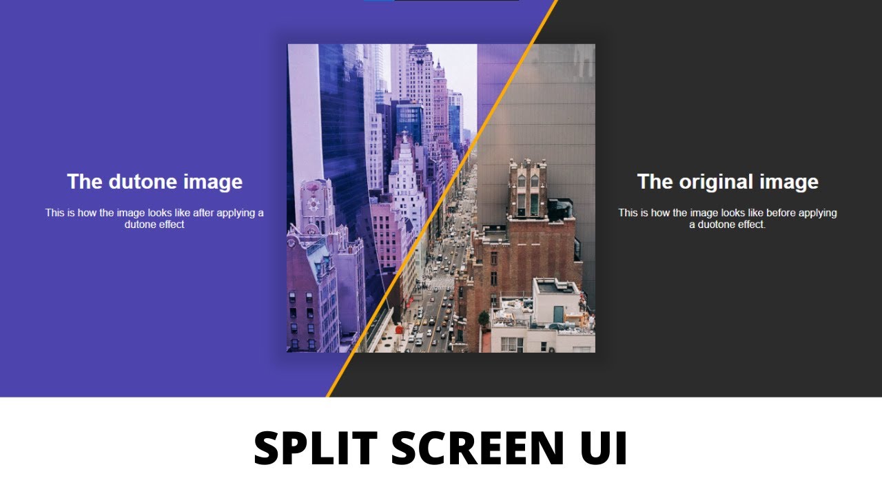 How to create split screen UI using HTML CSS and JavaScript