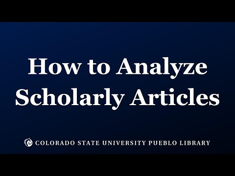 How to Analyze Scholarly Articles