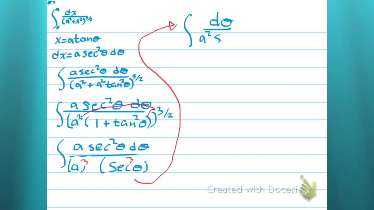Trigonometric substitution example 1
