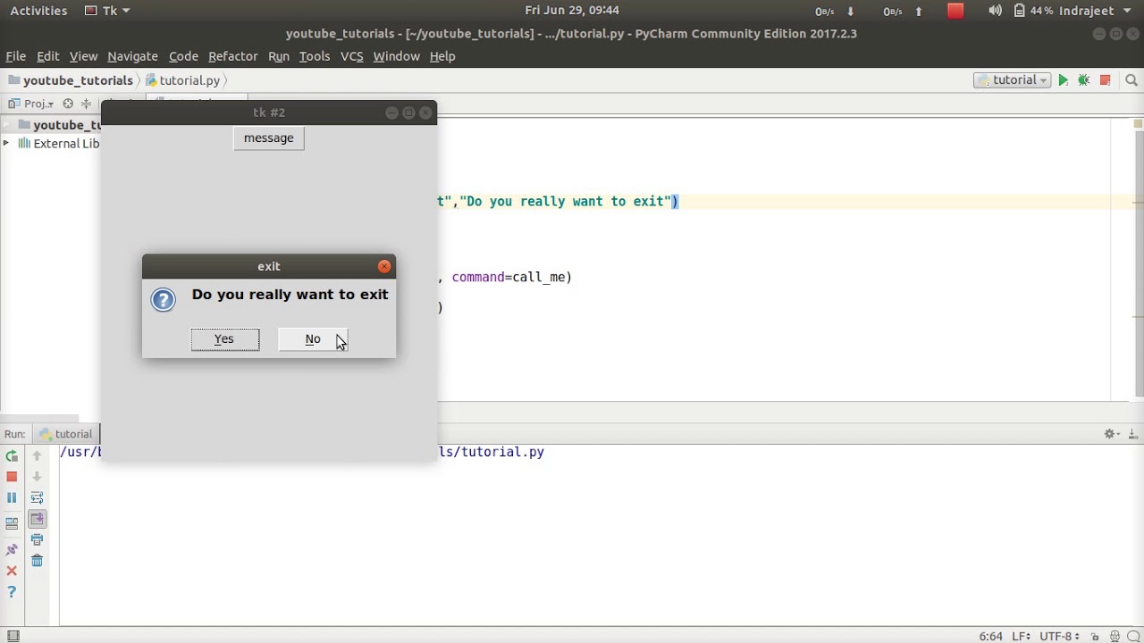 Python GUI Tutorial - 12 - Messagebox - askquestion