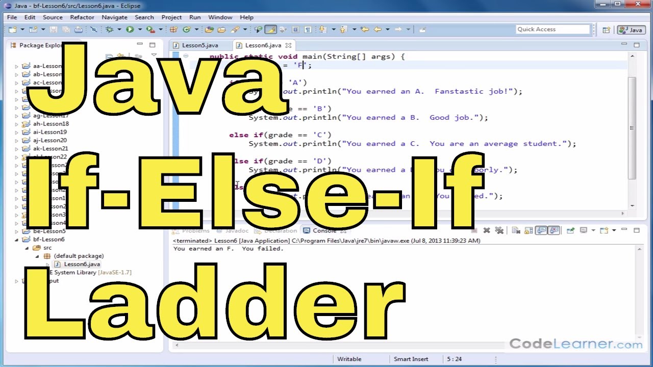 Java Tutorial - 06 - The If-Else-If Ladder