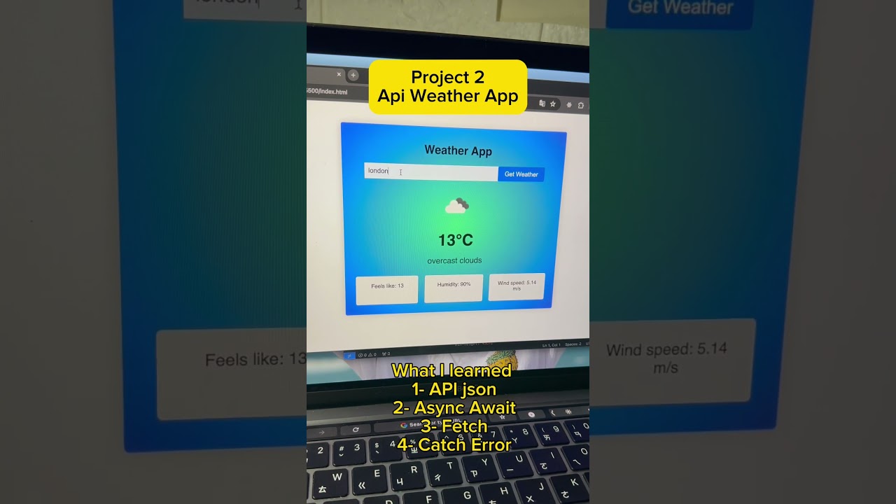 Project 2 JavaScript Api weather app #css #javascript #api