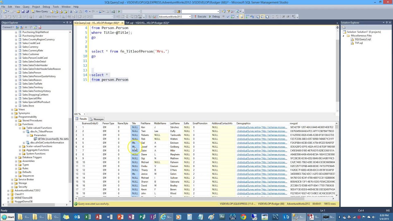 Table Valued Function