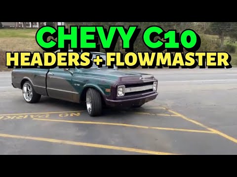 1970 Chevy C10 TRUE DUAL EXHAUST w/ LONG TUBE HEADERS & FLOWMASTER SUPER 10 RACE MUFFLERS!