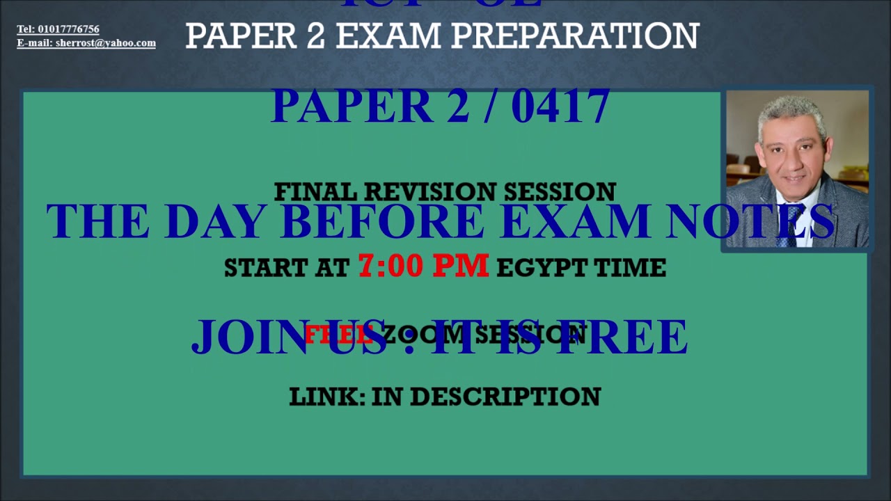 10- IGCSE - ICT - PAPER 2 - THE DAY BEFORE EXAM NOTES - FINAL REVISION