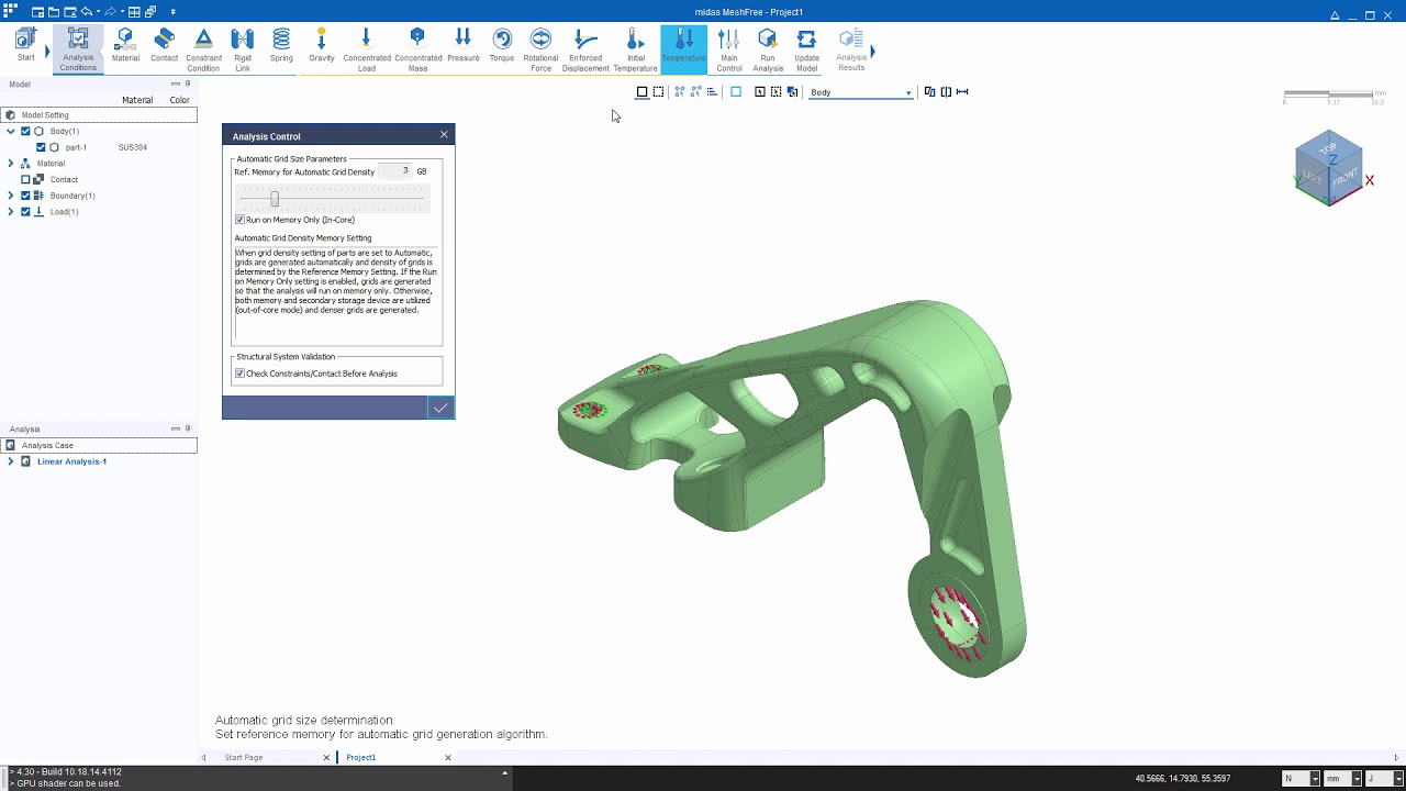 MeshFree Tutorial 01: Bracket (Linear Static Analysis)