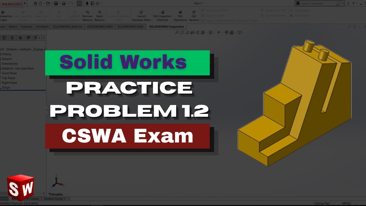 CSWA Practice Problem 1.2 | SolidWorks Tutorial for Beginners | SolidWorks Practice Problem