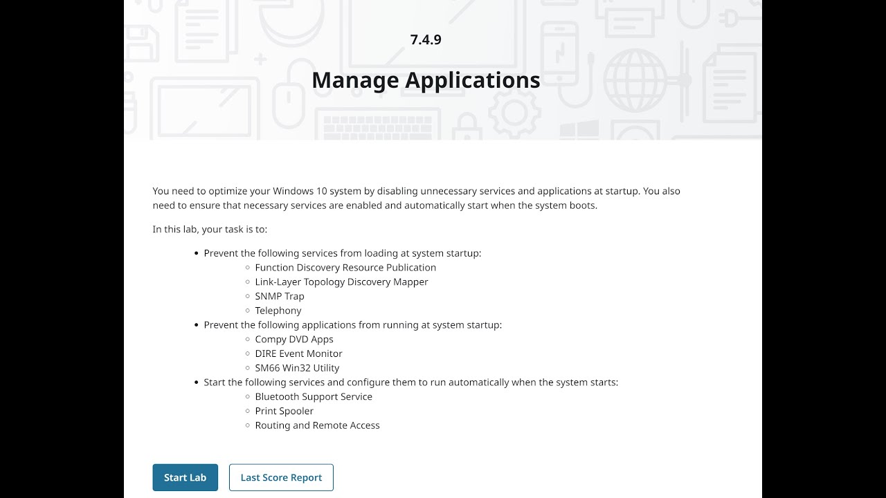 CompTIA TESTOUT PC PRO LAB 7.4.9 Manage Applications.