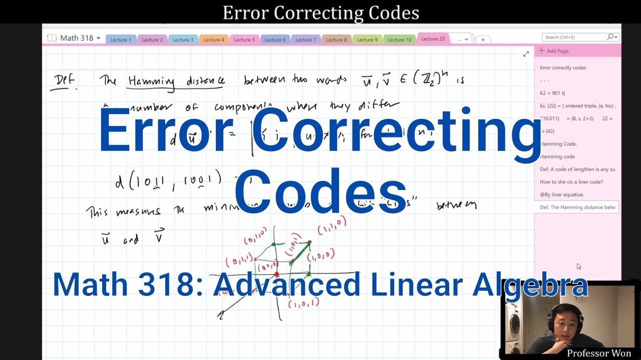 (Lecture 25) Error Correcting Codes