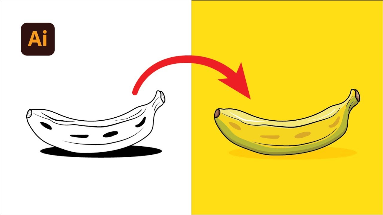 How to Draw Banana Vector in Illustrator easy to follow tutorial from scratch