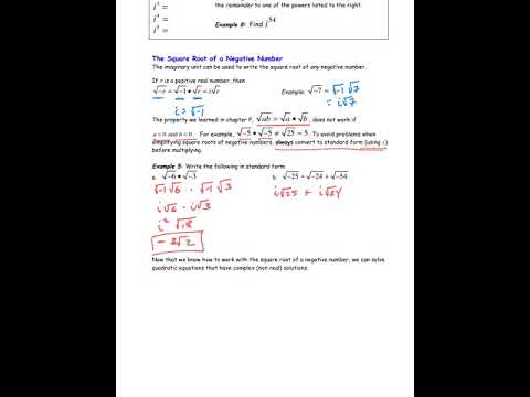Notes 1.5 Ex. 5 - The Square Root of a Negative Number