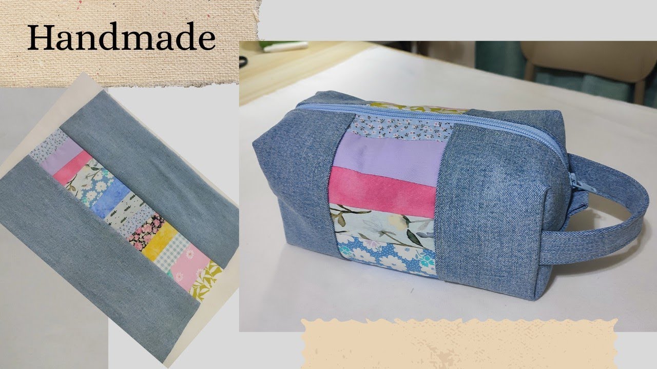 From scraps to style ✨💙 This denim patchwork pouch is 100% handmade with love and creativity!