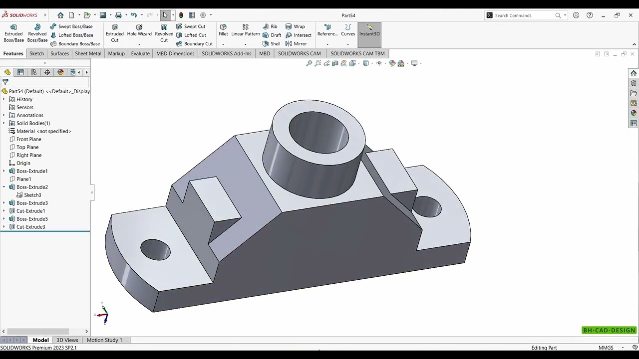SolidWorks tutorial 3D Modeling: Part 54