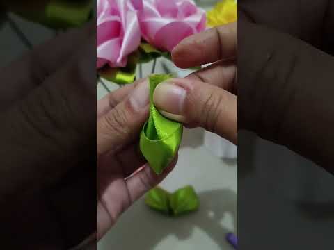 DIY| How to make satin rose leaves so easy #diyroseflower #handmaderoses #satin