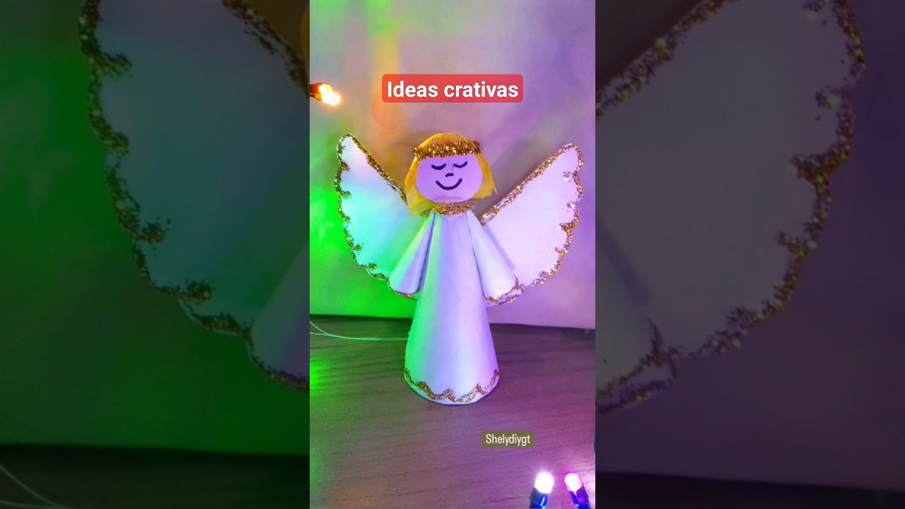 Angelito navideño hecho con cono de papel #navidad2025 #diy #reciclaje #ideasnavideñas #manualidades