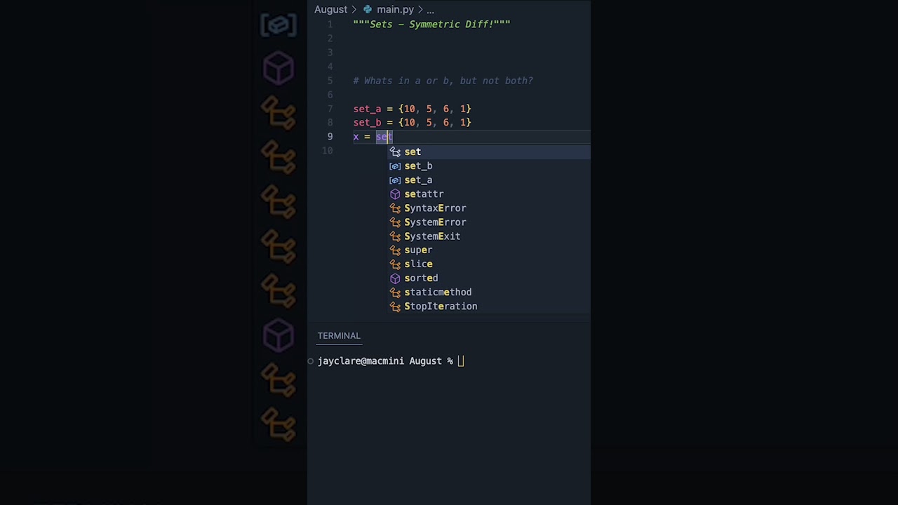 Python 3 | Simple Symmetric Difference  #coding #programming #python