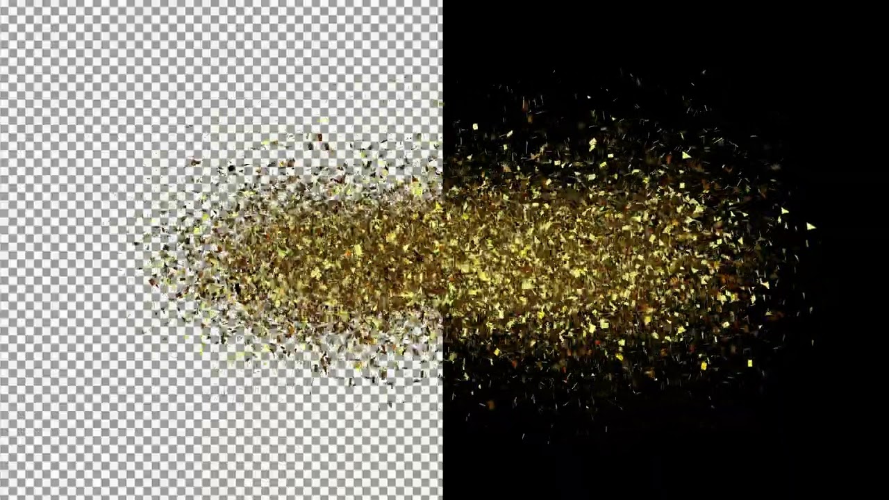 4K 60FPS Looped Transparent 3D Rendering of a Million Gold Particles in Full Rotation