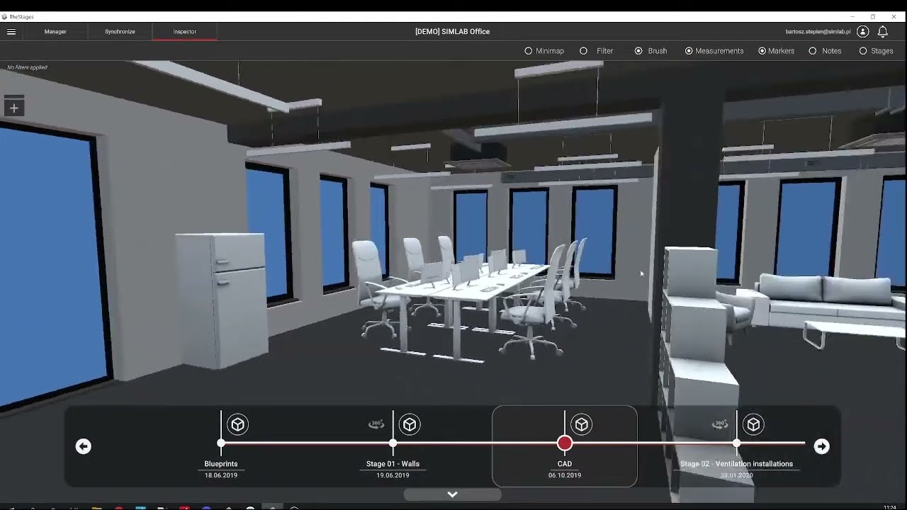 STAGES - SIMLAB office construction process in desktop version