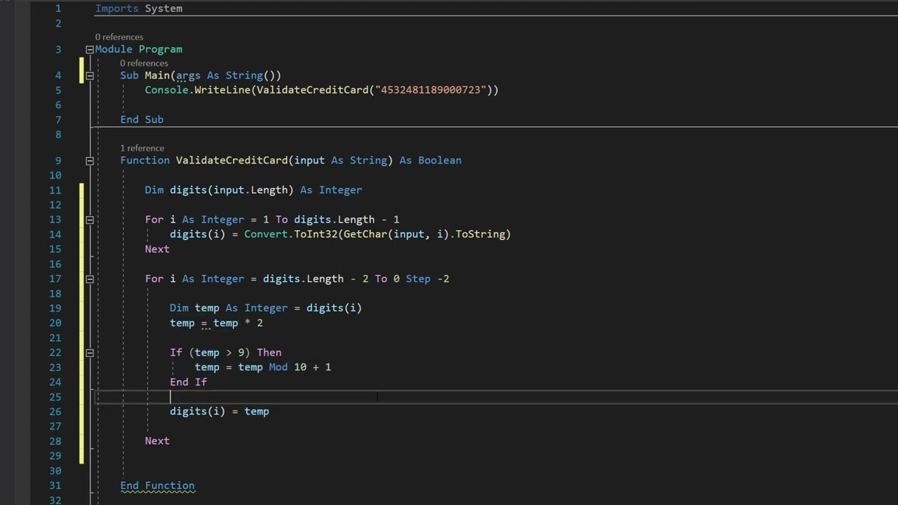 How to Validate a Credit Card Number in Visual Basic (Luhn Algorithm)