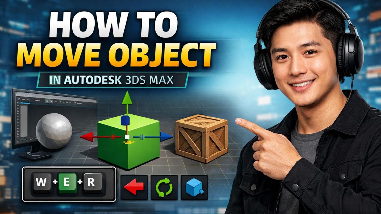 How to MOVE OBJECT in Autodesk 3ds Max (Step by Step)