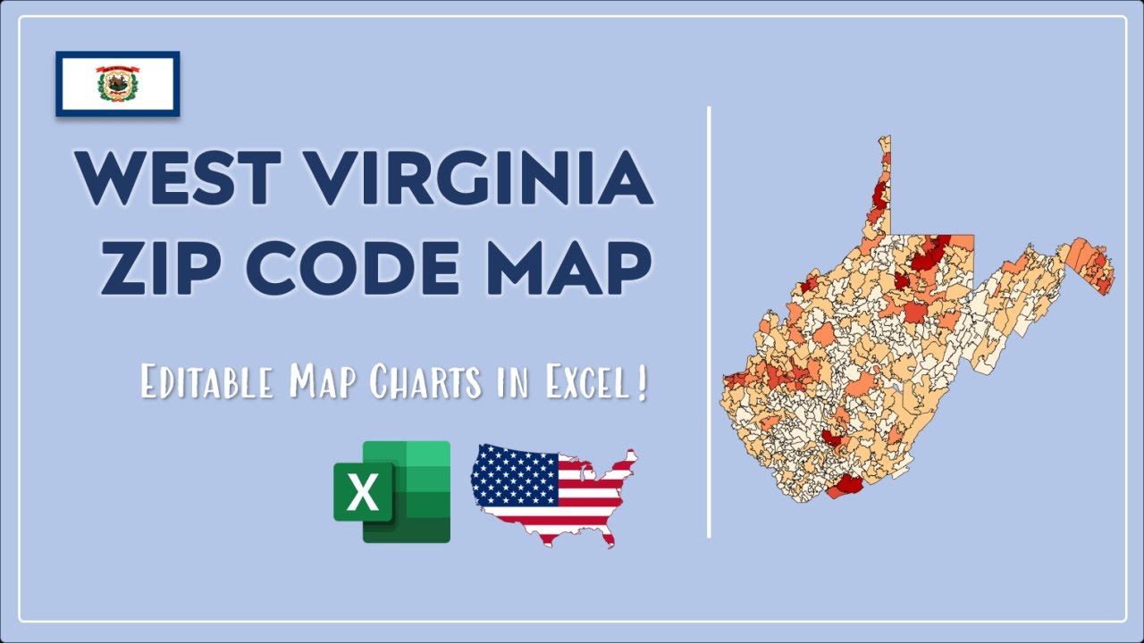 West Virginia Zip Code Map in Excel - Zip Codes List and Population Map