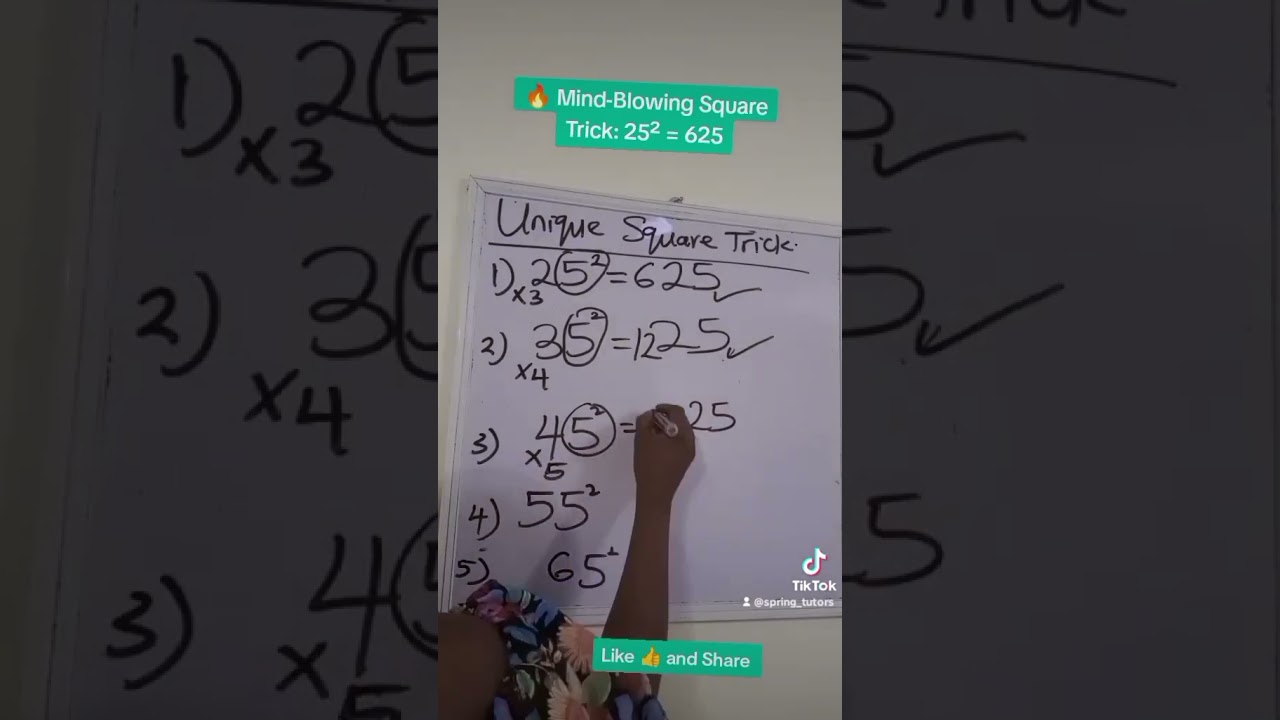 Mind-Blowing Square Trick: 25² = 625 in Seconds 🤯 #springtutors #mathtricks