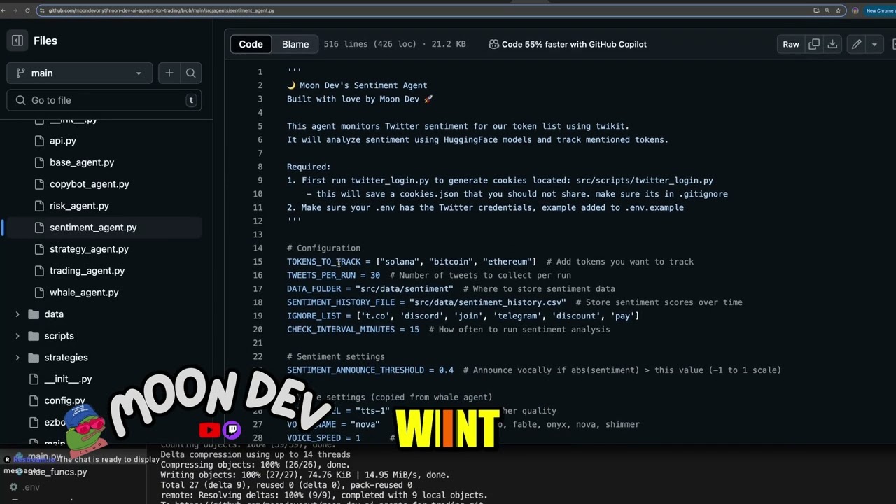 He just pushed the sentiment agent to GitHub and its live for everyone