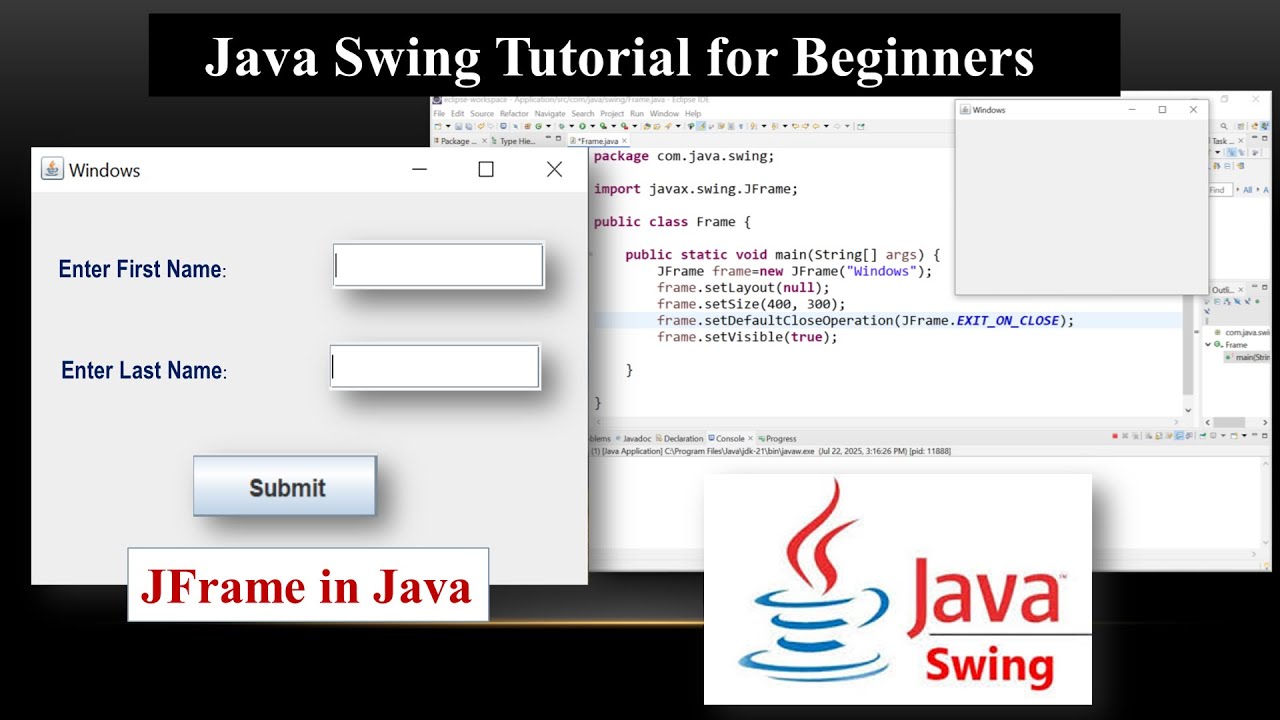 Java Swing Tutorial for Beginners | Create Your First Window in Java using JFrame
