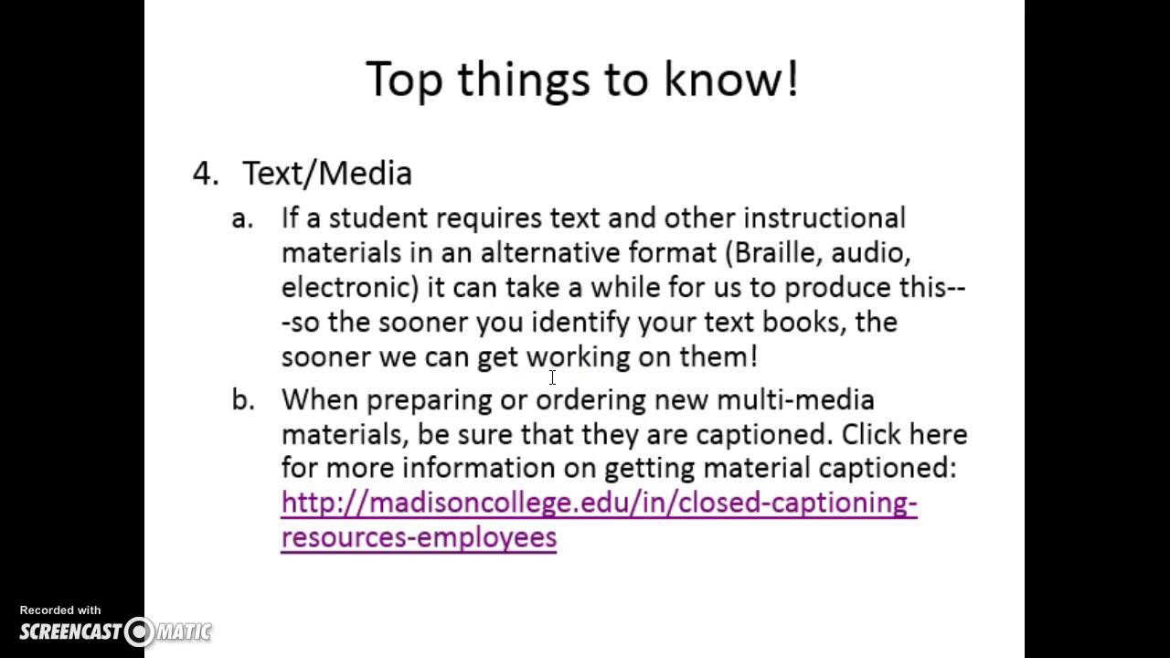 Faculty and Staff Training on Disability Resource Services at Madison College