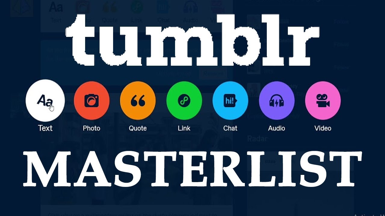 How to Make MasterList on Tumblr? Create Tumblr MasterList on Tumblr Web App