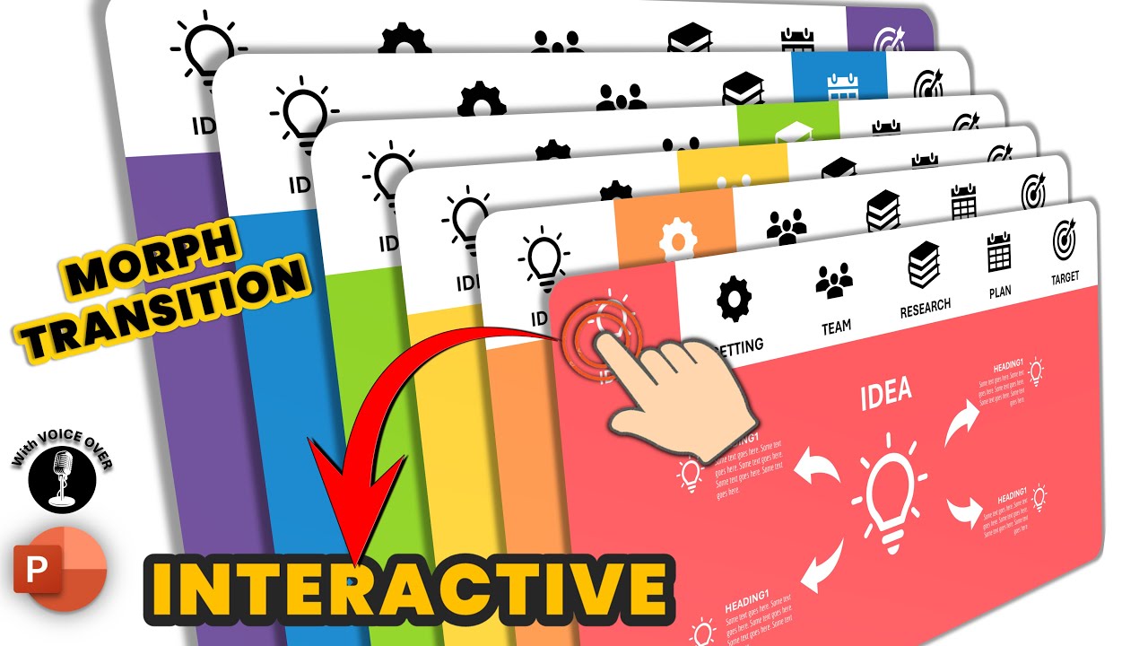 153.[4 min Tutorial] PowerPoint Interactive Sliding Menu Animation using Morph Transition