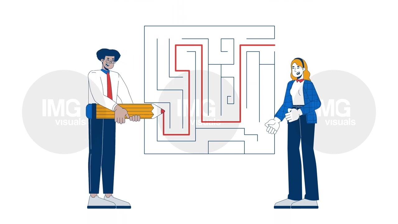 Business problems solving 2D animation