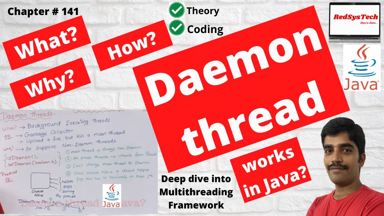 # 141 Daemon Thread in Java | What is a daemon thread in Java? | Daemon Thread | Java | RedSysTech