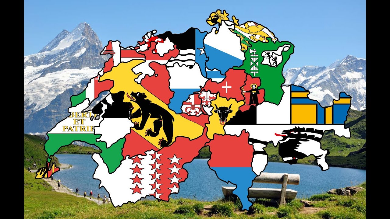 Switzerland Cantons - Flag Map Speed Art