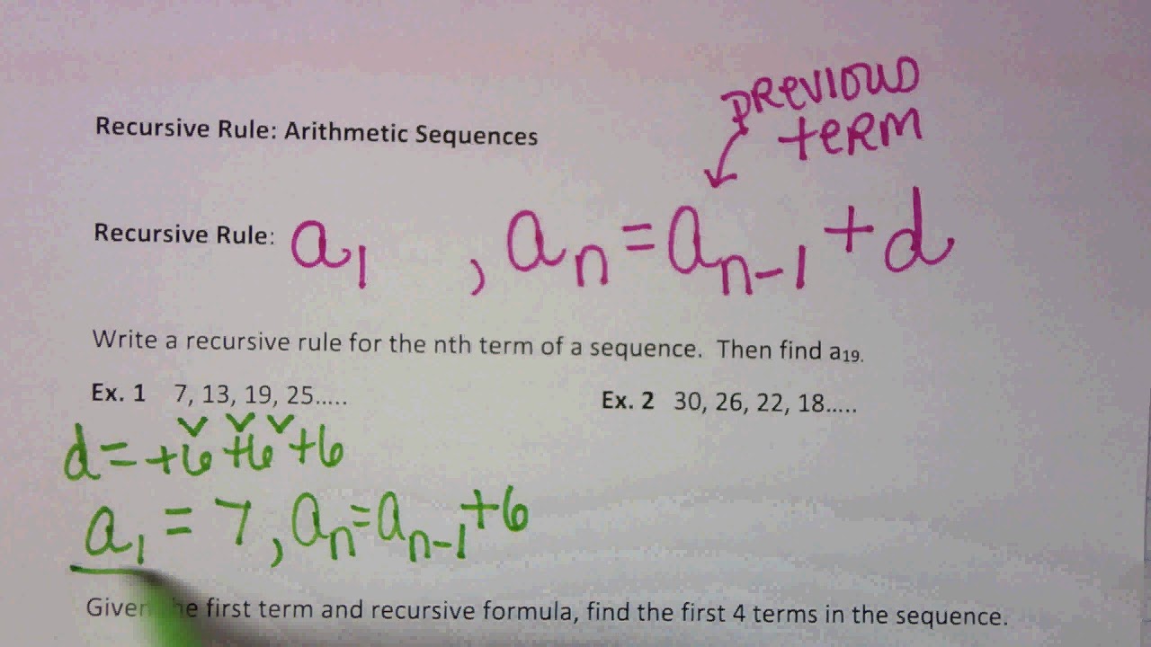 Recursive Formula Arithmetic Sequences