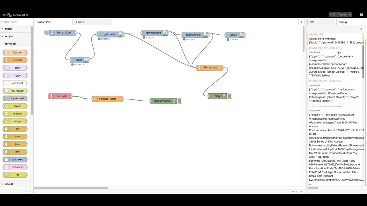 Cisco APIC EM Node Red Example