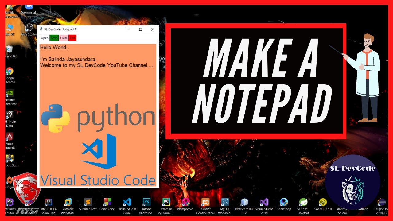 Python Tutorials & Projects 05 - How to Create a Notepad Using Python | Make a Notepad | Source Code