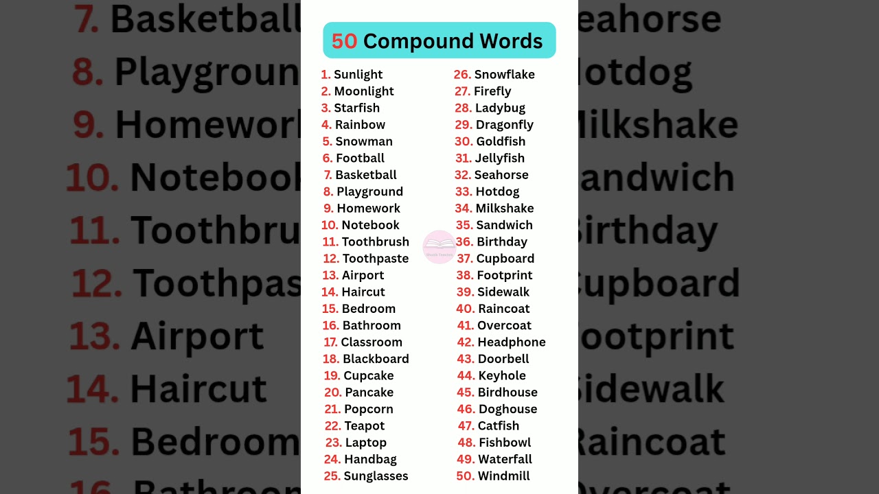 50 Compound Words in English #grammar #learning