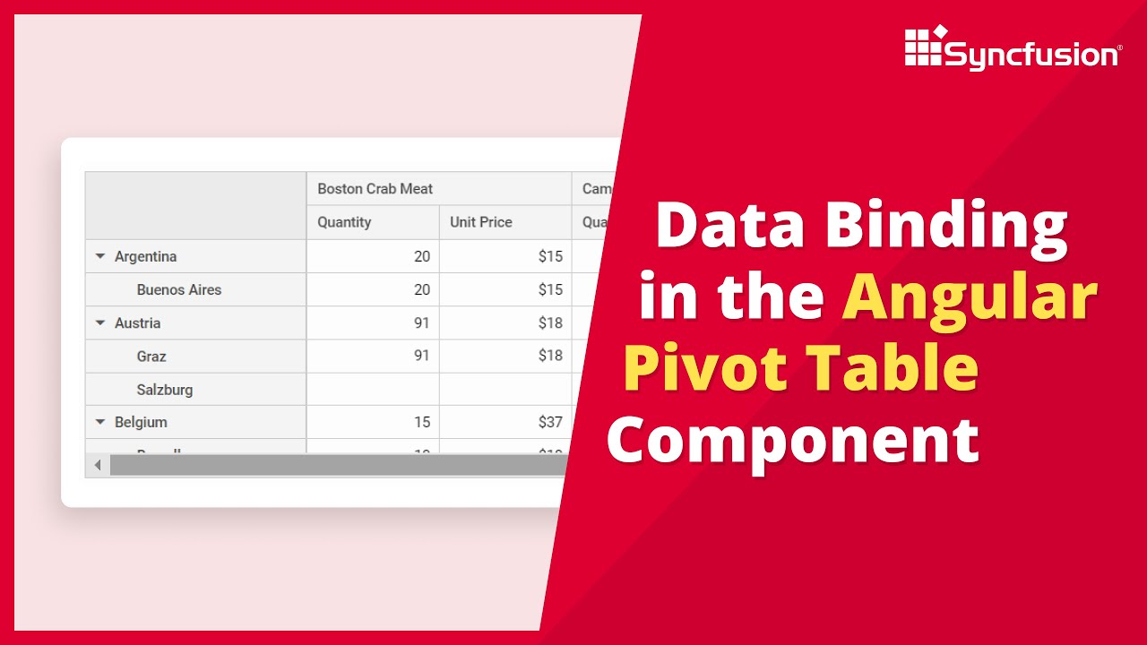 Data Binding in the Angular Pivot Table Component