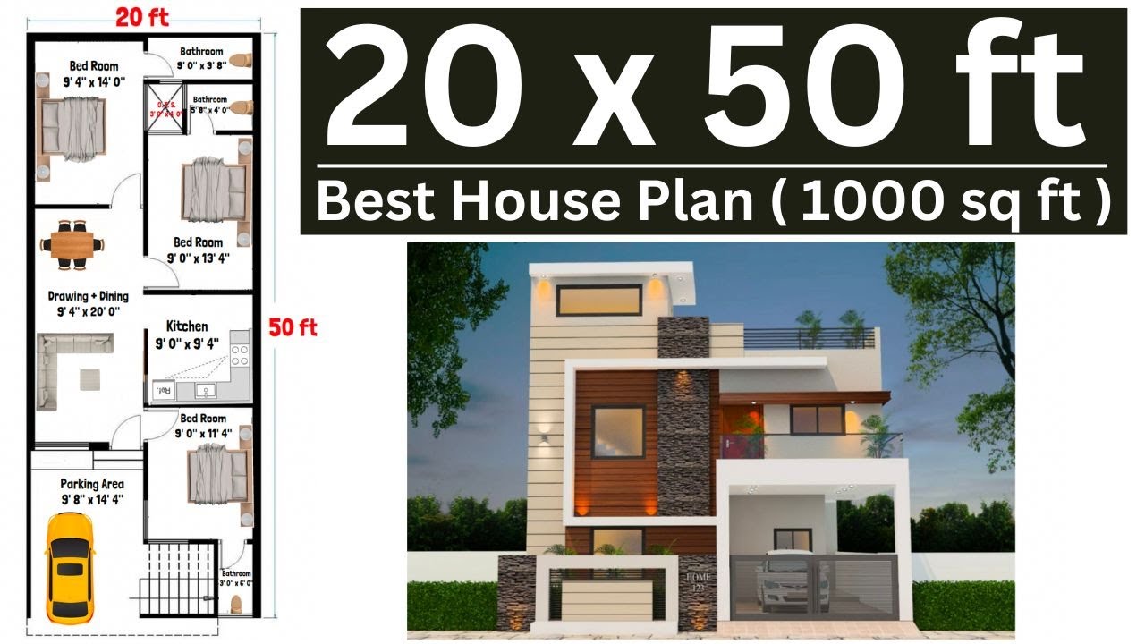 20 x 50 House Plan | 1000 sq ft House | 20x50 House Design | 20x50 Ghar ka Naksha